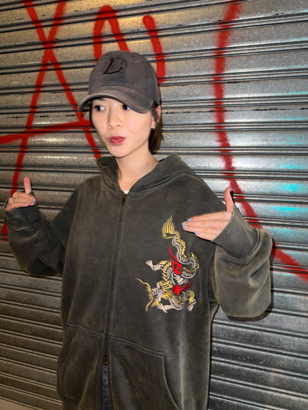 Lotus Zip Up Hoodie Washed Ash – DRAGON MADE 8